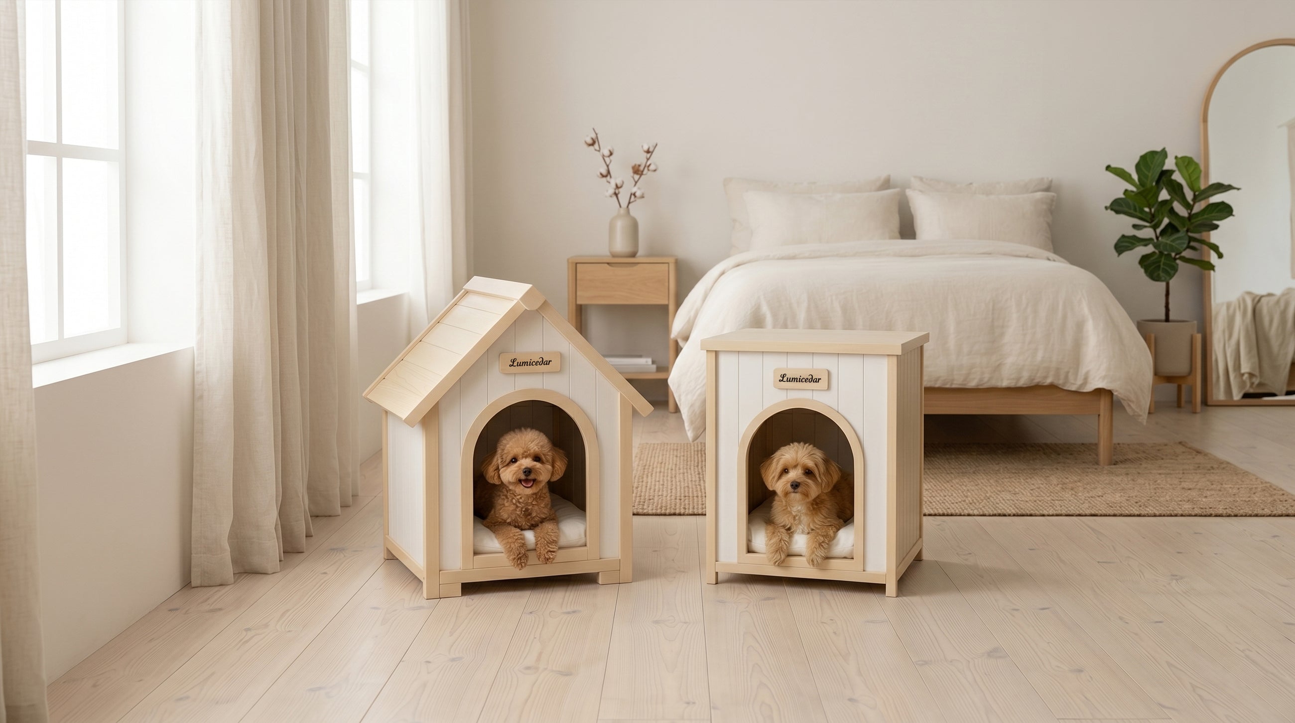 Lumicedar Cedar Pet Houses for Dogs & Cats | Premium Wooden Pet Homes