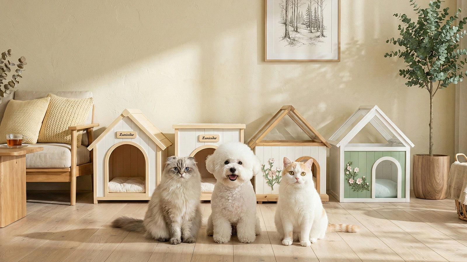 Lumicedar Cedar Pet Houses for Dogs & Cats | Premium Wooden Pet Homes